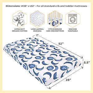 Burt's Bees Baby Essential Organic Cotton Fitted Crib Sheet, Breathable for Boy Girl Standard Crib & Toddler Mattresses