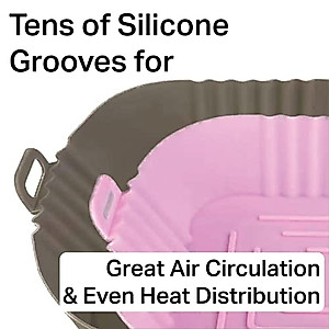 Spark X 2-Pack Silicone Air Fryer Liner 8 inch Reusable Air Fryer Silicone Basket Heat Resistant Easy Cleaning Air fryers Silicone Pot Round for 4 to 8 Qt with Air fryer Mitts (Bronze+Grey)