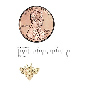 Solid 14k Gold 3D Tiny Golden Bee Earrings, Studs, Endless Hoop, French Hooks Styles (Studs, Yellow Gold)