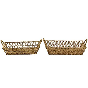The Novogratz Metal Handmade Storage Basket with Handles, Set of 2 19", 17"W, Brown