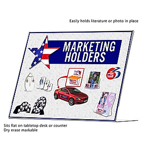 Marketing Holders 5 Pack Large Store Sign Holder 14" x 11" Horizontal Frame Advertisement Flyer Notice Display Counter Side Load Slant Back