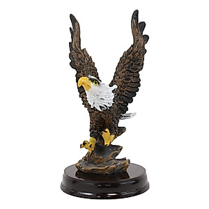 Ebros American Pride Swooping Bald Eagle with Spread Out Wings by Rocky Cliff Statue On Black Trophy Base 5.25" Tall USA Patriotic National Emblem Independence Day American Home Decor Figurine