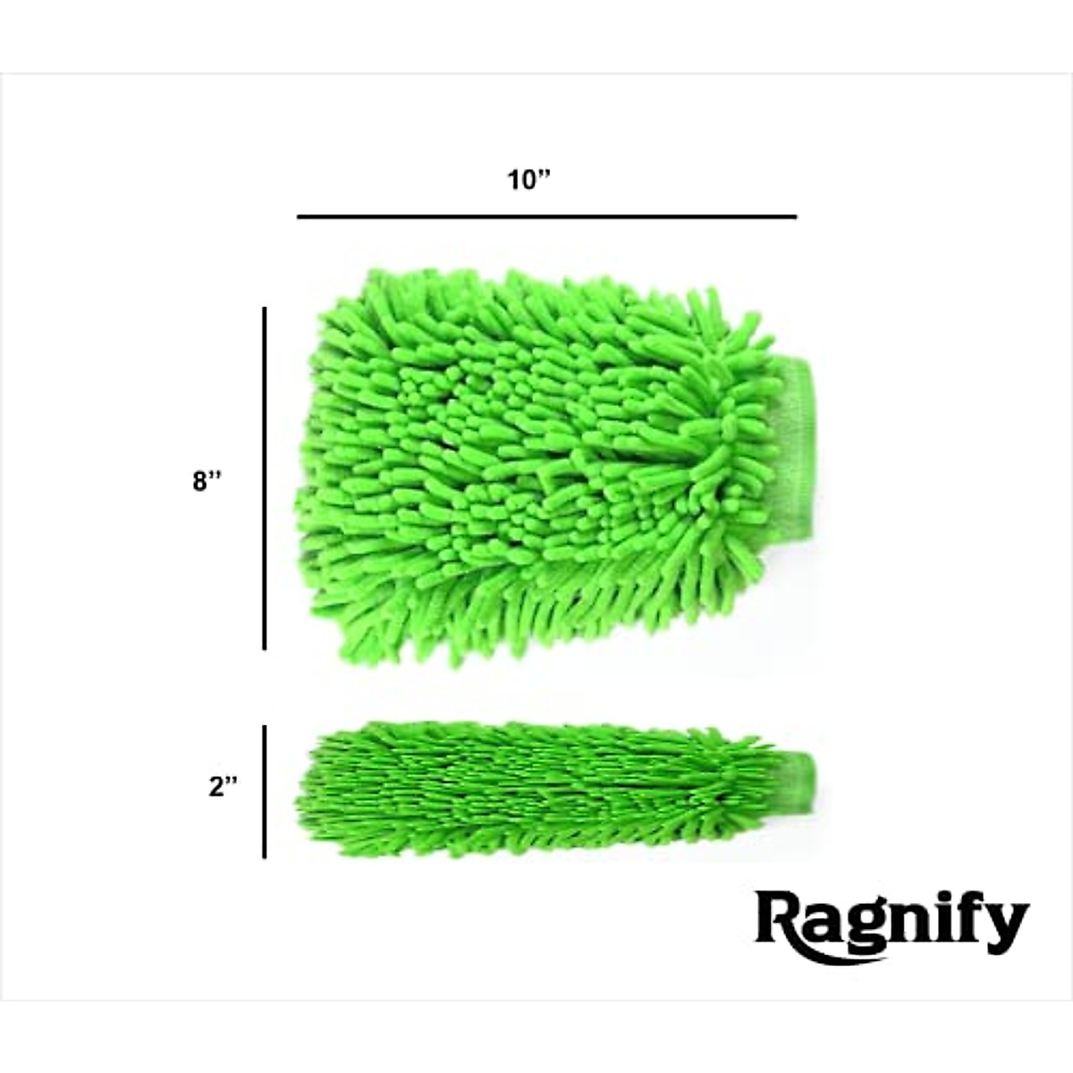 Ragnify Pack of 2 Microfiber car wash mitt Scratch Free Dual Sided Machine Washable Waterproof wash mitt for Cars, Trucks, Boats(Green)
