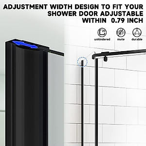 SUNNY Shower Door 36.7 in. x 71.8 in. Frameless Neo-Angle Pivot Shower Doors in Black Finish, 1/4 in. Clear Glass Corner Shower Enclosure