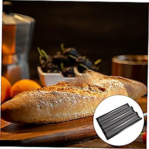 UPKOCH Baking Pan 1pc Three Groove Mold French Bread Loaf French Bread Pan Household Gadgets Kitchen Baking Tool French Pan Rack Bread Baking Tray Three-slot Baking Mold Italy