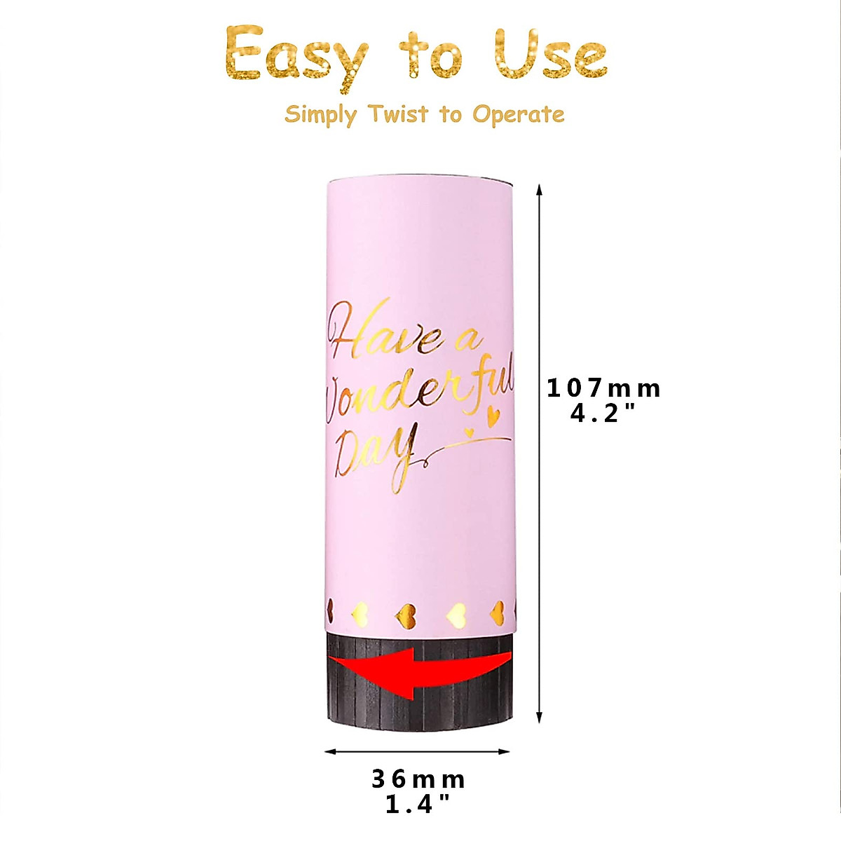 Pink Confetti Party Confetti Cannon, 6 Pack Mini Party Poppers Pink Confetti Cannon Shooters Biodegradable Confetti for Wedding Kids Birthday Party Supplies