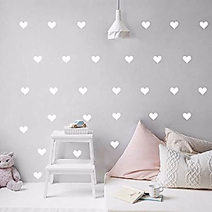 White Heart 2inchx120 Pieces Wall Decal Vinyl Sticker for Baby Kids Children Boy Girl Bedroom Decor Removable Nursery Decoration (White)