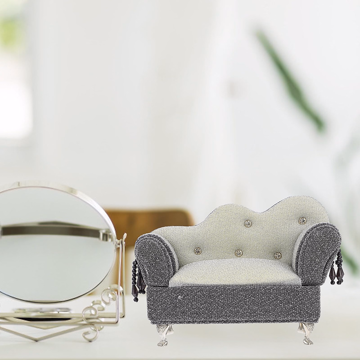 ibasenice Jewelry Storage Box Sofa Jewelry Box Nordic Jewelry Armoire Sofa Couch Beautiful Jewelry Case Dollhouse Furniture Desktop Decoration for Women Girls