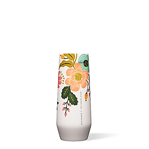 Corkcicle Tumbler Rifle Paper Co. Triple Insulated Stainless Steel Travel Mug, BPA Free, Keeps Beverages Cold for 9 Hours and Hot for 3 Hours, 7 oz,Gloss Cream Lively Floral