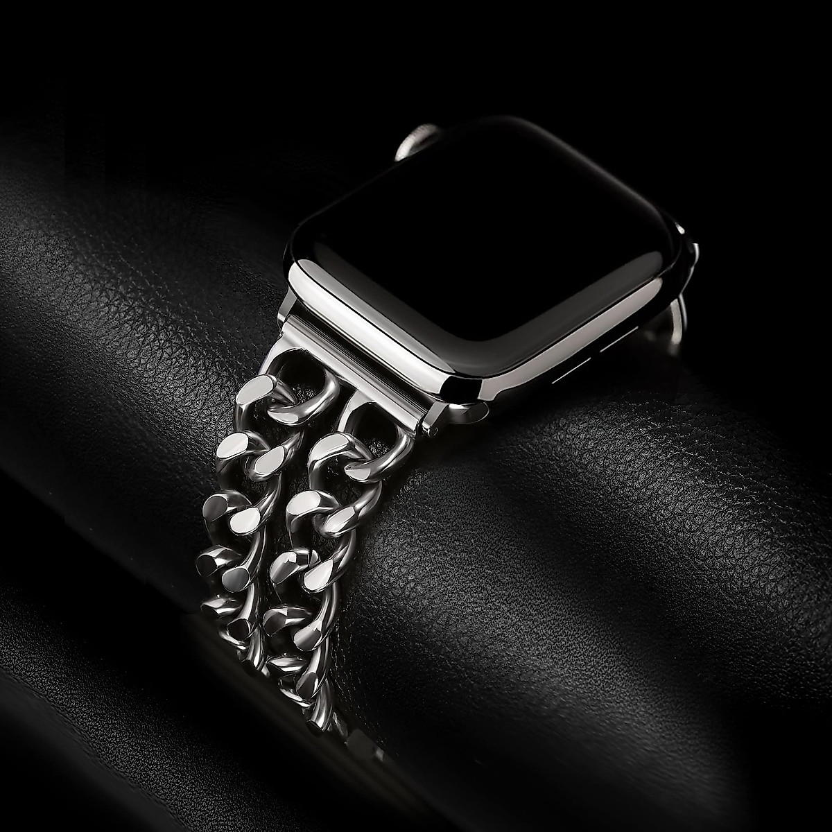 Secbolt Bands Compatible Apple Watch 38mm 40mm 41mm iWatch Series 9 8 7 6 5 4 3 2 1 SE Stainless Steel Chain Links Replacement Strap, Silver