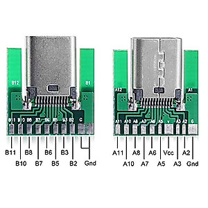 chenyang USB C DIY Connector USB 3.1 Type C 24Pin Male Plug ＆ Female Socket Port Repair Replacement Solder Adapter with PCB Board