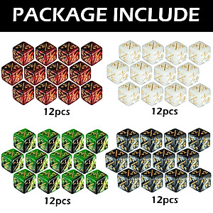 48 Pieces Magic The Gathering Token Dice Counters Marble Cube D6 Dice Loyalty Dice for CCG Creature Stats Card Gaming MTG Accessories, 4 Styles