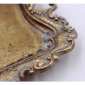 Funly mee Small Antique Trinket Dish Vintage Gold Jewelry Tray, Ring Holder