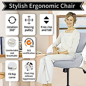 BOJUZIJA Tall Office Chair,Drafting Chair,Standing Computer Desk Chair with Foot Rest- Waist Support Function-Grey