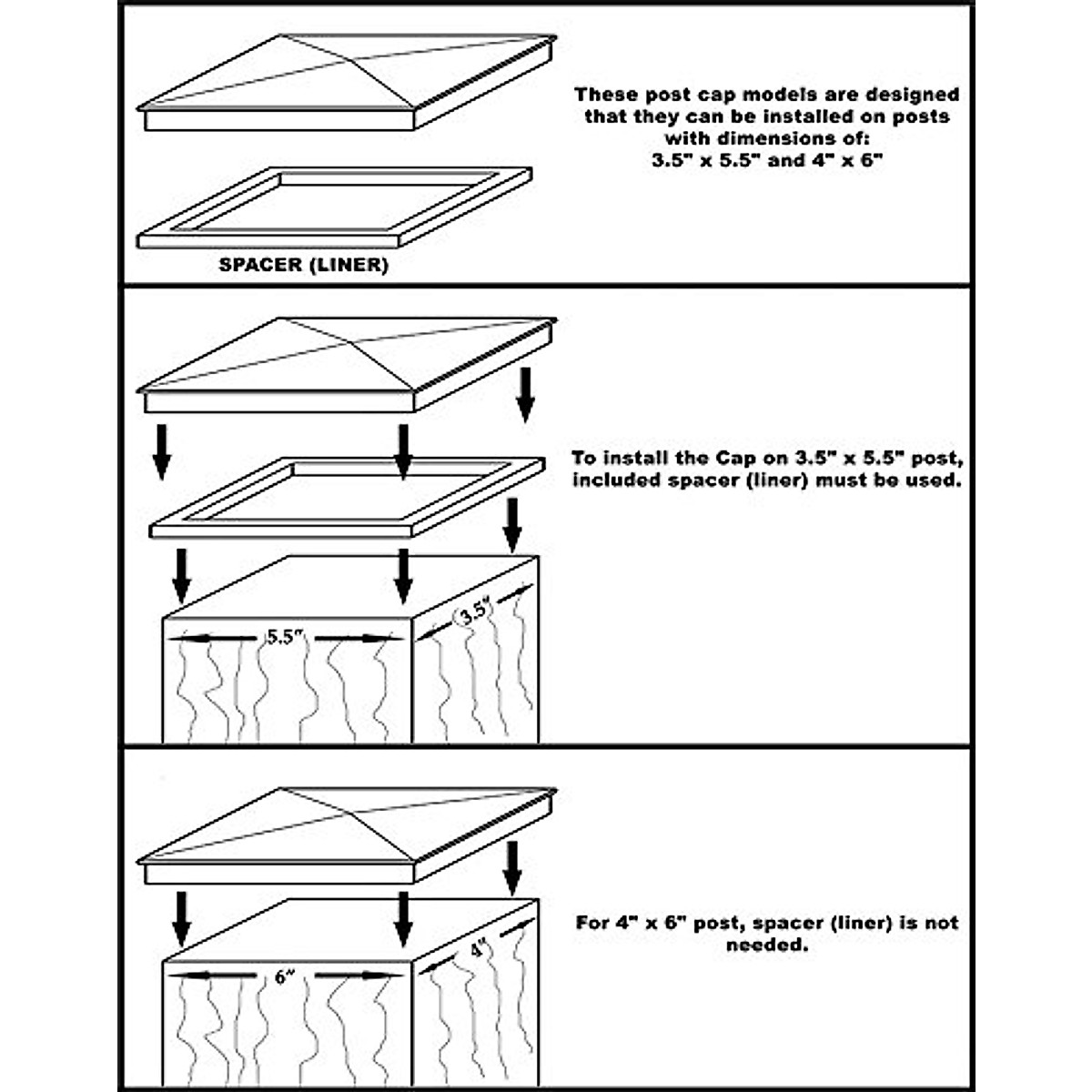 Nuvo Iron Pyramid Post Cap, 4" x 6" - Black
