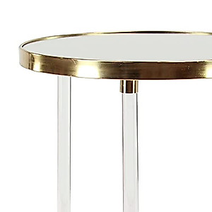 Deco 79 Acrylic Round Accent Table with Mirrored Top and Acrylic Legs, 19" x 19" x 23", Gold