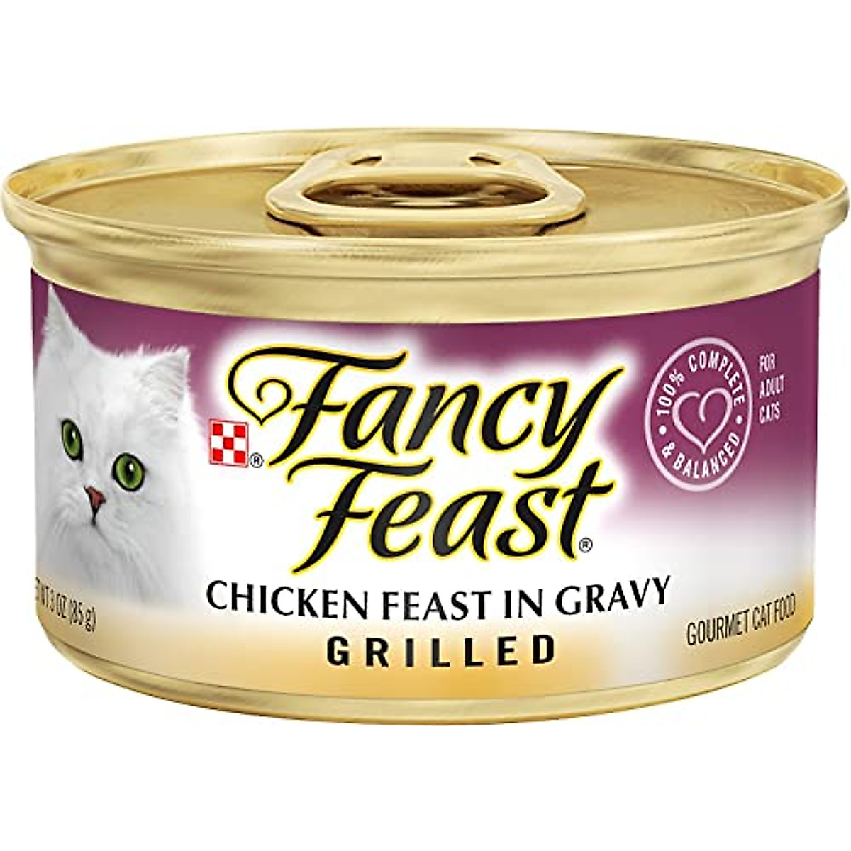 Fancy Feast Gravy Grilled Wet Cat Food Variety Packs Include Chicken, Seafood, & Beef Feast in Gravy Adult Bundle Collection Gluten-Free Protein (Pack of 18)