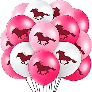36 Pieces Horse Latex Balloons Round Cowgirl Balloons Multicolored Horse Themed Balloon Decorations for Baby Shower Cowboy Party Favors, 12 Inch