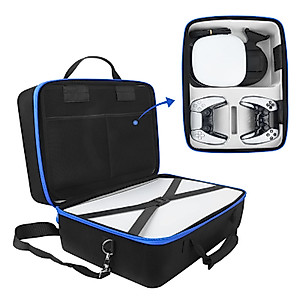 Hard Shell Carrying Case for Playstation 5 Console, Travel Case for PS5 Compatible with Disc& Digital Edition with Base On, Storage Bag for PS5 DualSense Controllers/Pulse 3D Headset/Cords and Other Accessories