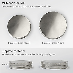 ARTEZA Regular Mouth Mason Jar Lids, 24-Pack, 2.4 Inches and 2.5 Inches, Reusable Canning Lids for DIY, and Home Decor