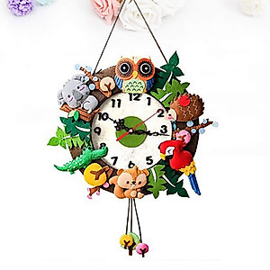 Sewing Kit DIY Felt Clock Animal Crafts Forest Wall Clock for Girls and Boys Educational Art Craft Kits