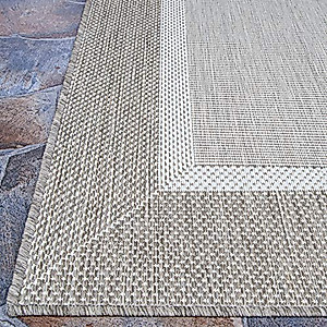 Couristan Recife Stria Texture Indoor/Outdoor Area Rug, 3'9" x 5'5", Champagne-Taupe