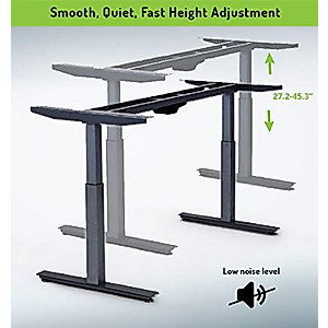 Rise UP Dual Motor Electric Adjustable Height Width Standing Desk Frame with Memory Premium Quality sit Stand up Ergonomic Home Commercial Office Desk Base Legs Base Table no Desktop Computer Black