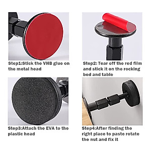 Neatbuddy 2PC Black Adjustable Bed Frame Anti-Shake Tool , Headboard Stoppers with Free Furniture Pad, Protect The Wall from Banging (1.18-4.92in)