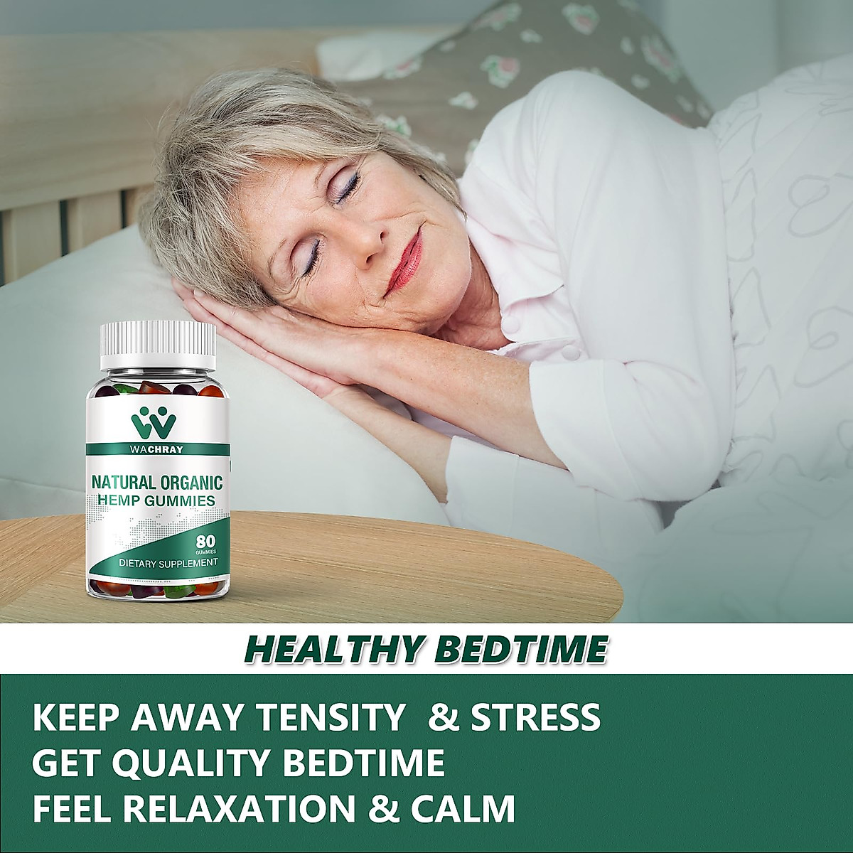 WACHRAY 3 Packs Hemp Gummies from Organic Extra Strengthen Edible Extract Hemp Oil Candy Lower Sugar Gummy