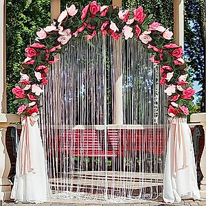 6pcs 49.2 FT Artificial Rose Vines Hanging Rose Flower Garlands,Faux Silk Floral and Leaves,Fake Ivy Garland for Room Wall Backdrop Wedding Arch Garden Party Background Decor (Pink)