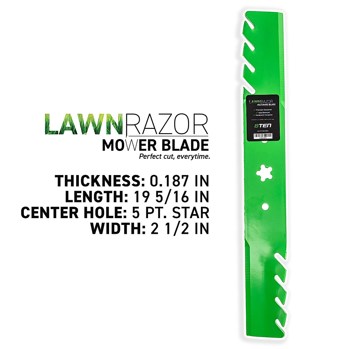 8TEN LawnRAZOR Mower Blade Set for AYP Husqvarna LT 1238 38 Inch Decks 127842 134148 581116302 532139774 (Toothed Mulching)