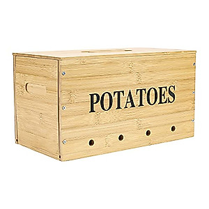 Gdfjiy Potatoes Wooden Storage Bin, Kitchen Storage Box,Kitchen Pantry Organizer With Airtight Lid,Vegetable Fresh Keeper with Aerating Storage Holes(Need self-assemble)