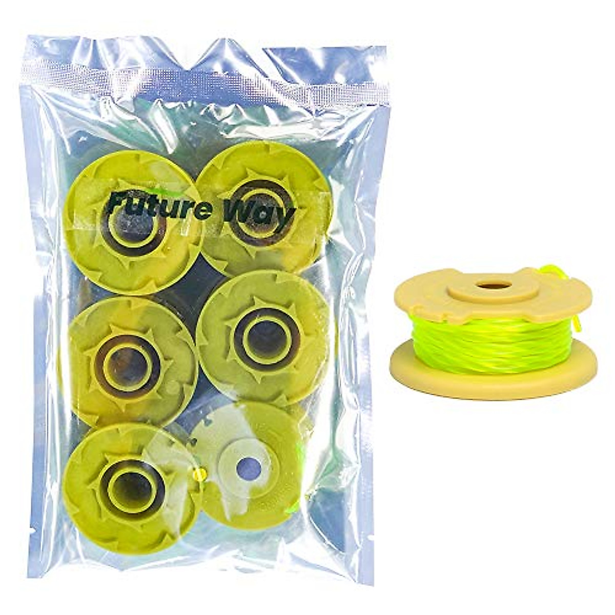 Future Way 6-Pack Weed Eater String Replacement for Ryobi 18v, 24v, and 40v Cordless Trimmers