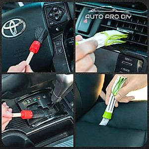 AUTO PRO DIY 11 Piece Car Detailing Kit Set - Car Wheels, Exterior, Interior Cleaning Detail Supplies - Boars Hair, Stainless Steel Wire, Duster Brushes, APD-101