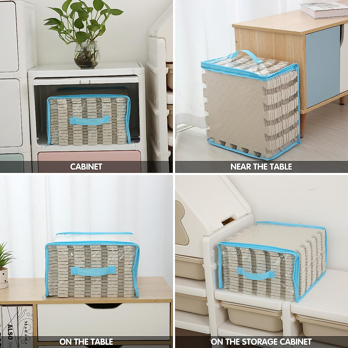 Coolcandy EVA Foam Play Mat, 16 Tiles Colorful Baby Play Mat, Square Kids Playmat with Solid Colored, 0.4" Thickened Interlocking Foam Floor Tiles, Puzzle Play Mat for Baby Crawling, Playing (White)