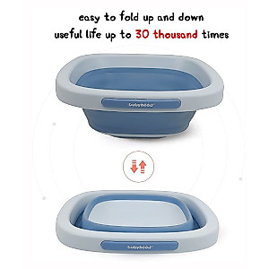 Babyhood Multi-Purpose Collapsible Wash Basin for Kids and Babies, Lightweight Portable Folding Basin for Washing Baby Bottles and Breast Pump Parts and Home Kitchen Outdoor Camping Use (2021blue)