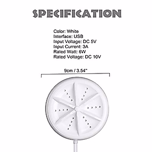 Mini Ultrasonic Washing Machine Portable Turbo Personal Rotating Washer USB Cloth Washer for Travel Business Trip Apartment Little Clothes (Type B 6W ATUO)