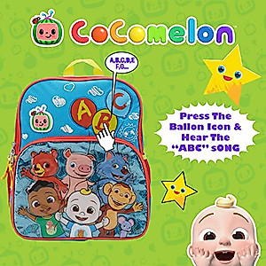 AI ACCESSORY INNOVATIONS Cocomelon JJ's Kids Backpack with ABC Song Sound Chip for Boys and Girls, Pre-school Toddler Travel Bag with Padded Back and Adjustable Straps, Versatile 12"