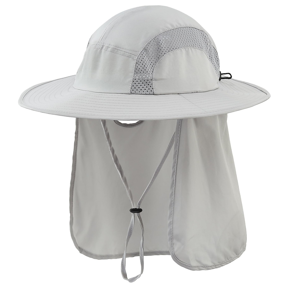 Home Prefer Sun Hats for Men Women Fishing Hat UPF 50+ Wide Brim Bucket Hat UV Protection Hat with Neck Flap Garden Beach (US, Alpha, One Size, Light Grey)