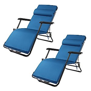 MABOZOO 2 Pack Outdoor Chaise Lounge Cushion with Adjustable Head Pillow,Waterproof & UV-Proof High Back Patio Chair Cushions,Patio Bench Cushion for Indoor Outdoor（Navy）