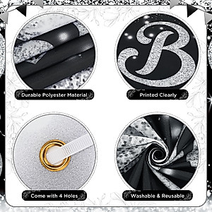 Bridal Shower Banner Decorations Black Silver Bride to Be Banner Bachelorette Bride to Be Decorations Sign Banner Black Silver Wedding Shower Engagement Party Decorations Gift Supplies 43.3 * 70.8