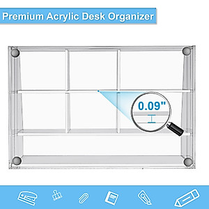 VITVITI Acrylic Desk Organizer, Upgraded Clear Pencil Organizer for Desk, 7 Compartments Stationary Pen Organizer Storage with Drawer, for Office Supply, 500+ Pencils Capacity