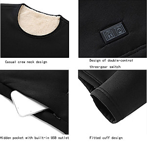 Vuirrm Thermal Underwear for Men Electric Heated Thermal Underwear Set (Top + Pants) USB Washable Temperature Adjustable in Winter,5XL,Black