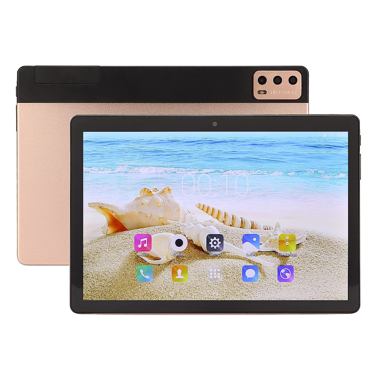 PUSOKEI 10 Inch Kids Tablet, 10 Tablets, 4G RAM 128G ROM, IPS HD Touchscreen, Octa Core, 5MP+8MP Dual Camera, 5G WiFi, 3G Network Call Tablet, 6000mAh Battery (Gold)