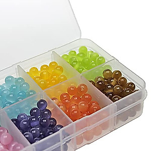 400pcs 6mm Stone Beads Kit Round Loose Gemstone Black Green Light Blue Yellow Fruit Green Pink Purple Orange Brown Cat's Eye Stone Bead for Bracelet Necklace Earrings Jewelry Making