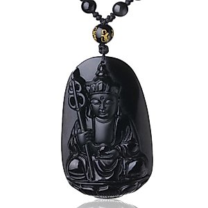 Natural Obsidian Pendant Monk Xuanzang Sanzo