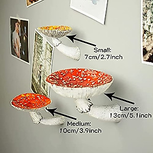 Jorzer Mushroom Hanging Shelf,Wall Floating Shelf Mushroom Shaped Resin Hanging Ornaments Home Decor Wall Storage Shelves for Bedroom, Living Room, Bathroom Floating Shelves