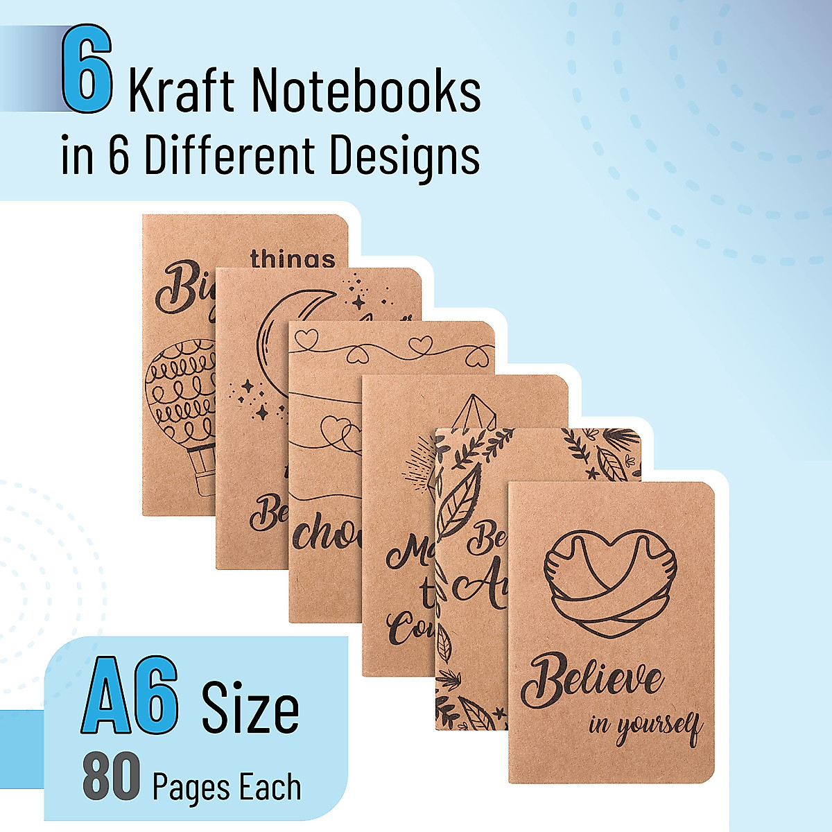 Mr. Pen- Kraft Notebooks, A6 Sized, 4.25 x 5.9, 6 pcs, Mini Notebooks, Small Journal Notebook, Lined Pocket Notebook, Mini Notebook, Cute Mini Notebook, Kraft Paper Notebook, a6 Notebook
