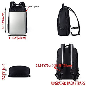UTO Fashion Nylon Backpack Functional School Gym Sport Hiking Bag Reflective Straps E Black