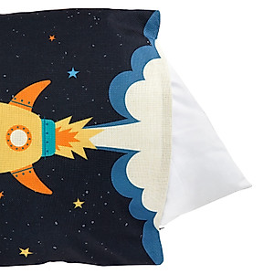 Juvale 4 Pack Spaceship Decorative Kids Throw Pillow Covers, 4 Designs, Astronaut, Rocket Ship, Galaxy Theme (18 x 18 in)